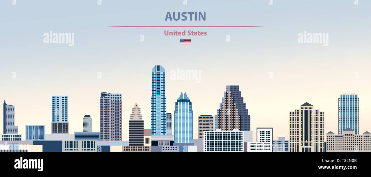 Austin city skyline on beautiful daytime background vector illustration ...