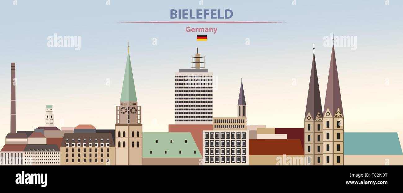 Bielefeld city skyline on beautiful daytime background vector ...