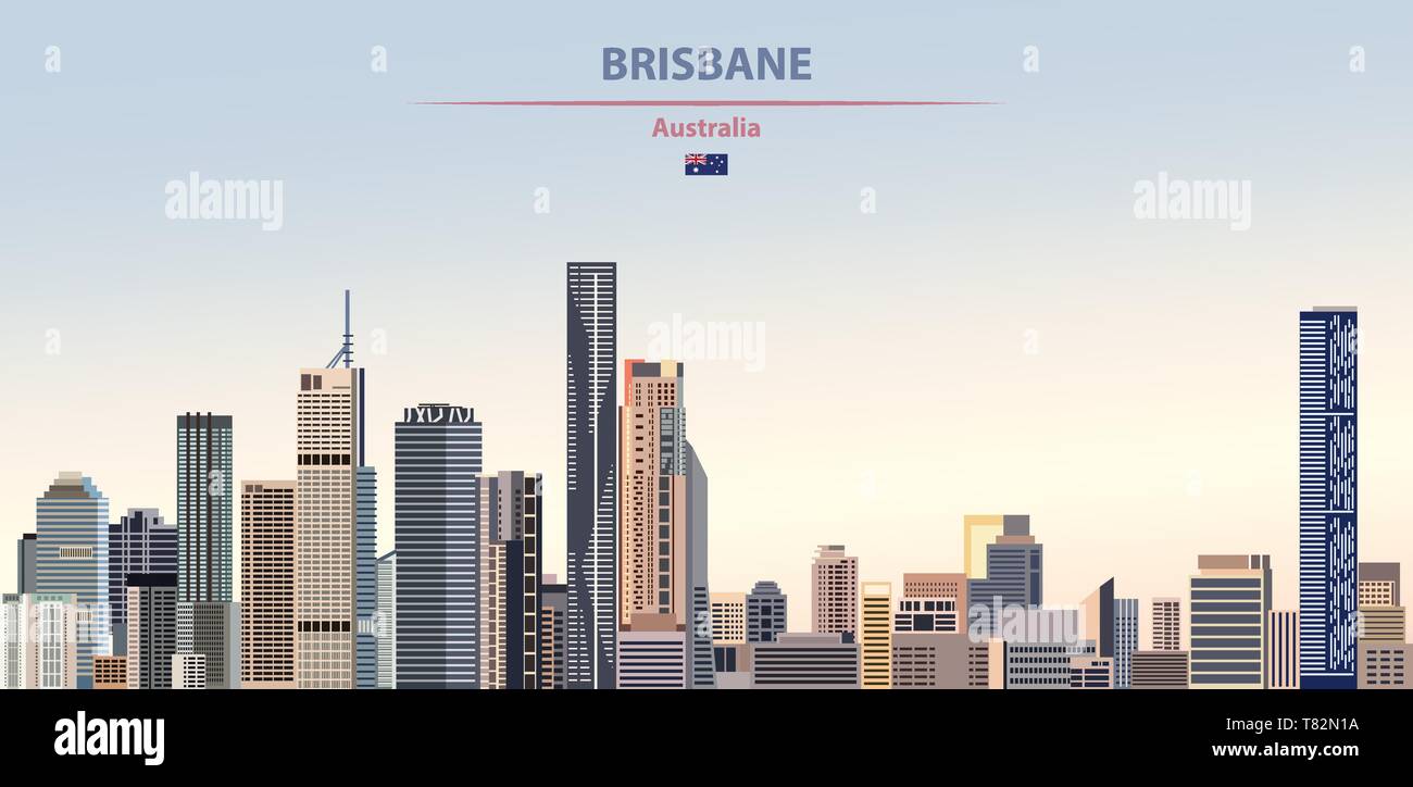Brisbane city skyline on beautiful daytime background vector ...