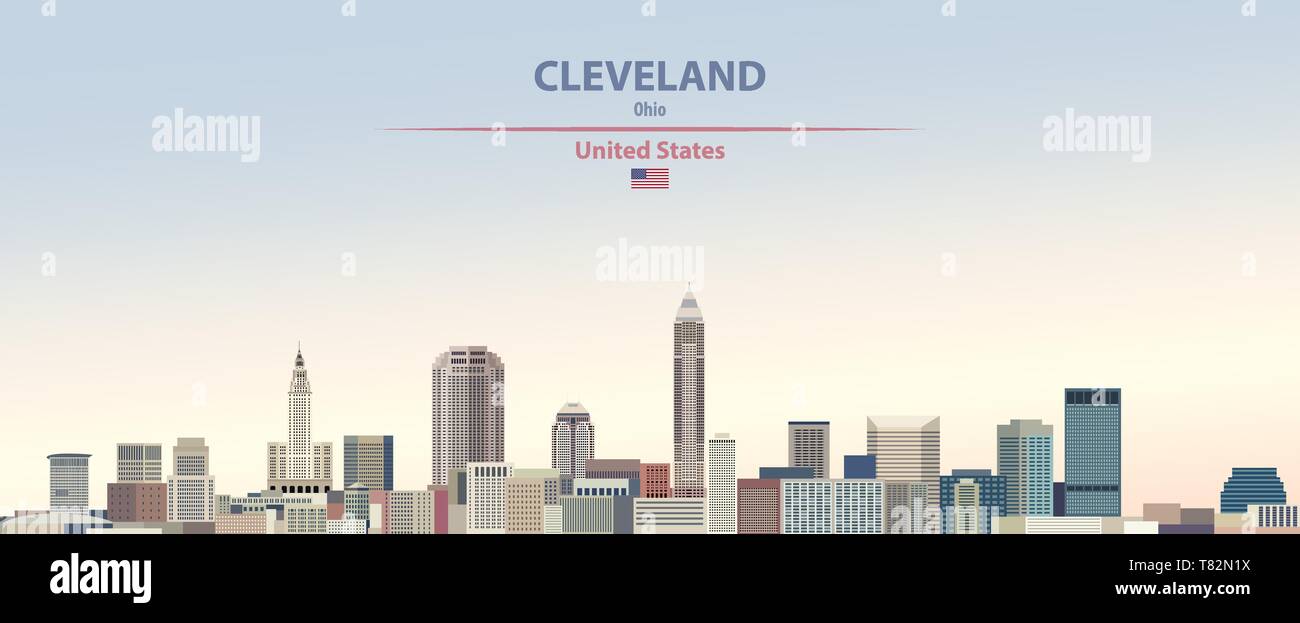 Cleveland city skyline on beautiful daytime background vector ...