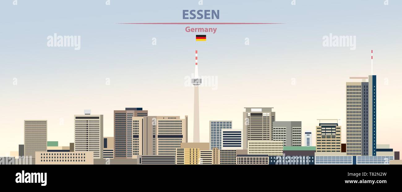 Essen city skyline on beautiful daytime background vector illustration ...