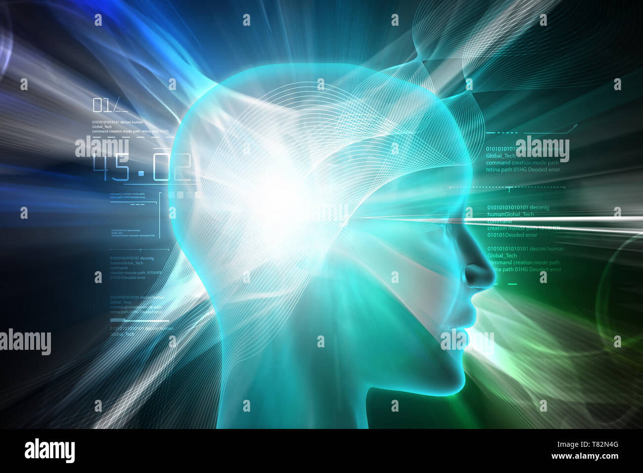 Female face with lighting Stock Photo - Alamy