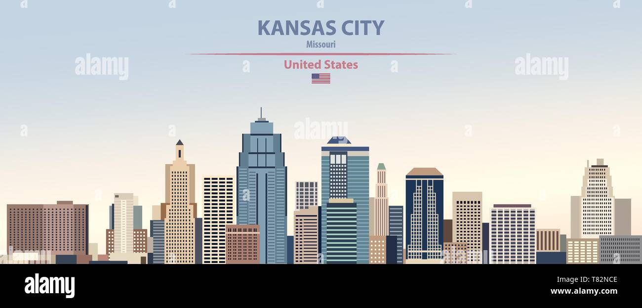 Kansas City skyline on beautiful daytime background vector illustration ...