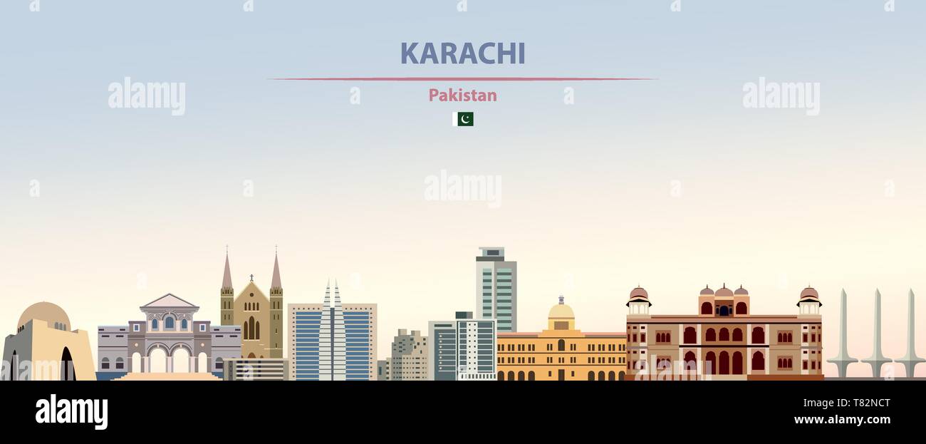 Karachi city skyline on beautiful daytime background vector ...