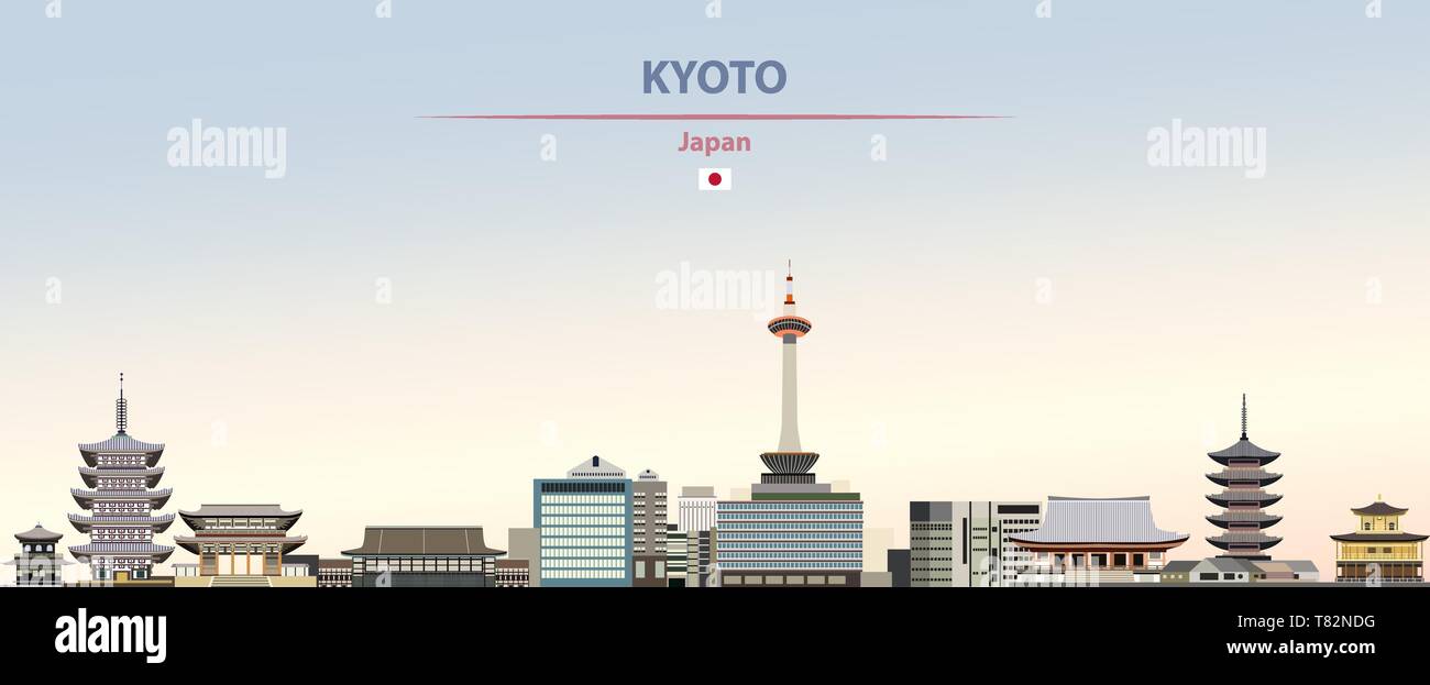Kyoto city skyline on beautiful daytime background vector illustration ...