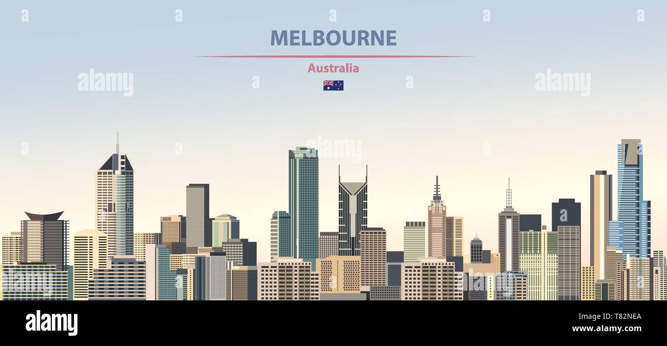 Melbourne city skyline on beautiful daytime background vector ...