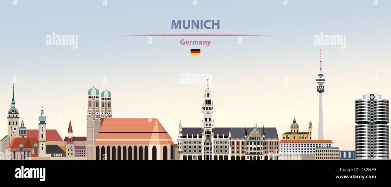 Munich city skyline on beautiful daytime background vector illustration ...