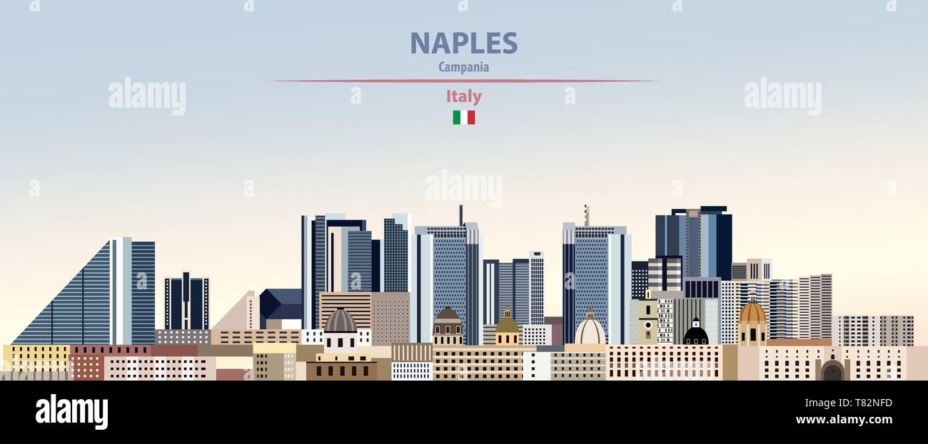 Naples city skyline on beautiful daytime background vector illustration ...