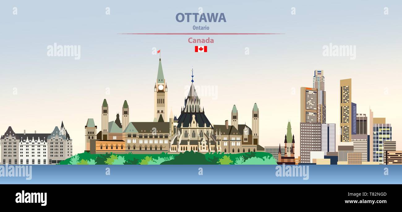 Ottawa city skyline on beautiful daytime background vector illustration ...
