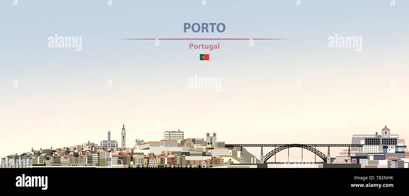 Porto city skyline on beautiful daytime background vector illustration ...