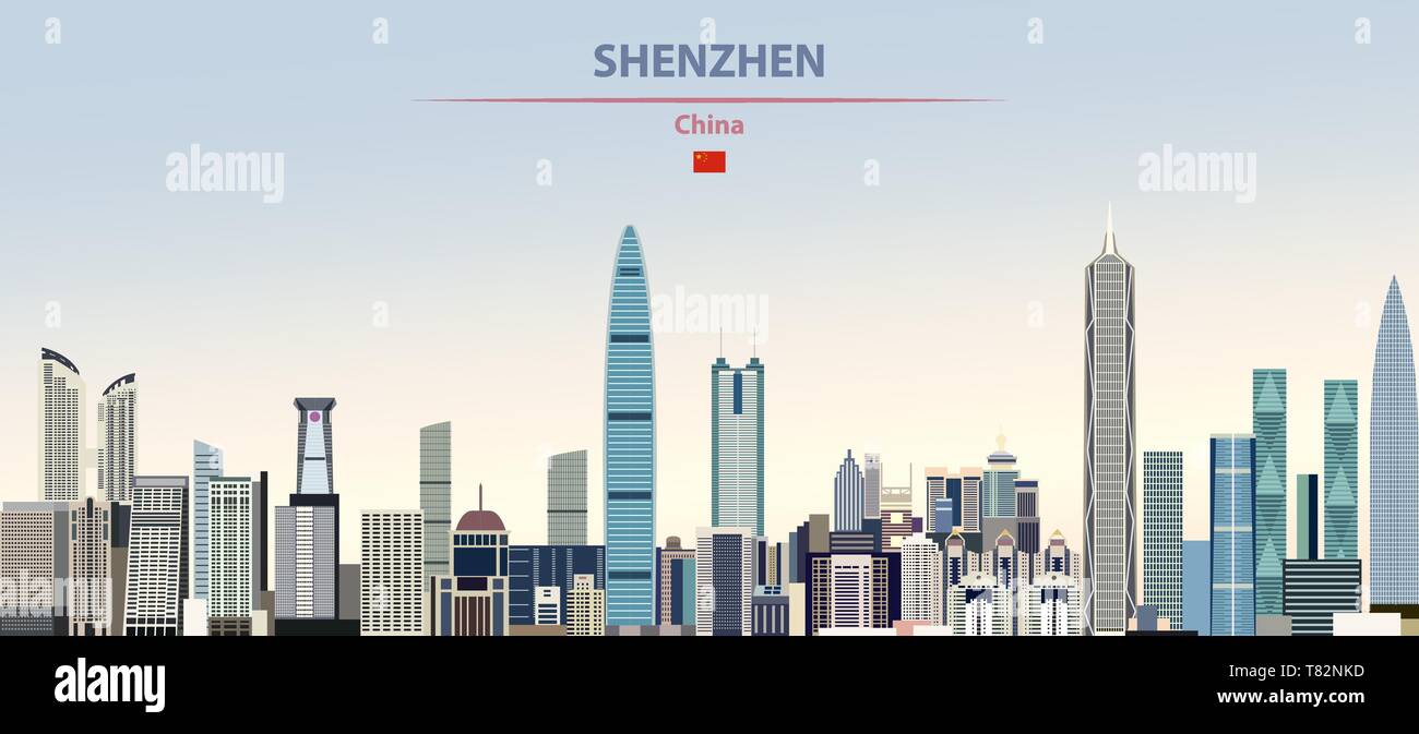 Shenzhen city skyline on beautiful daytime background vector ...