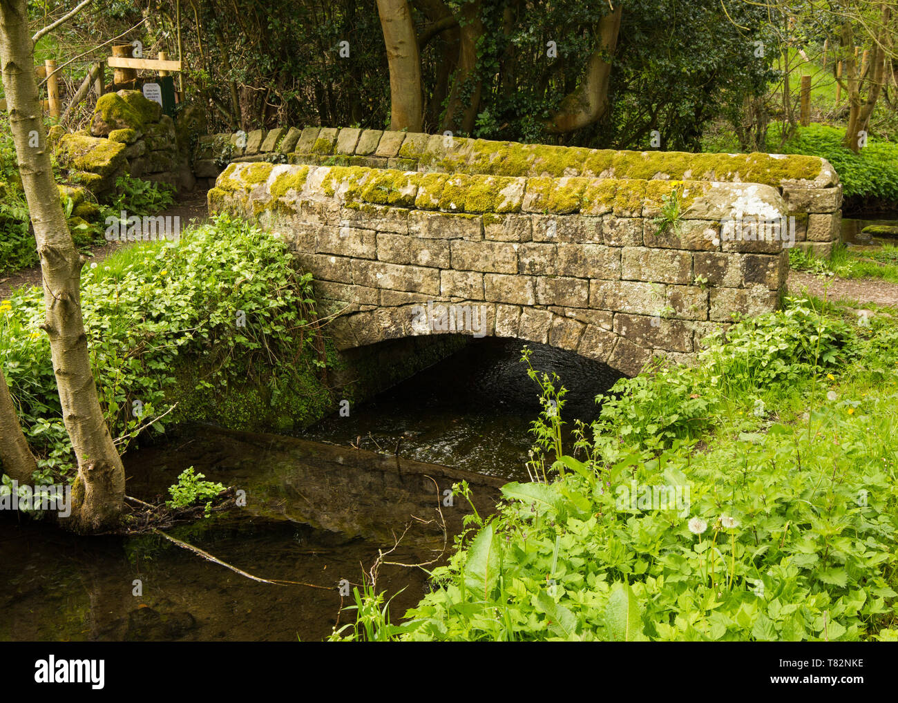 Small footbridge over stream in Beeley Village Derbyshire, Peak ...