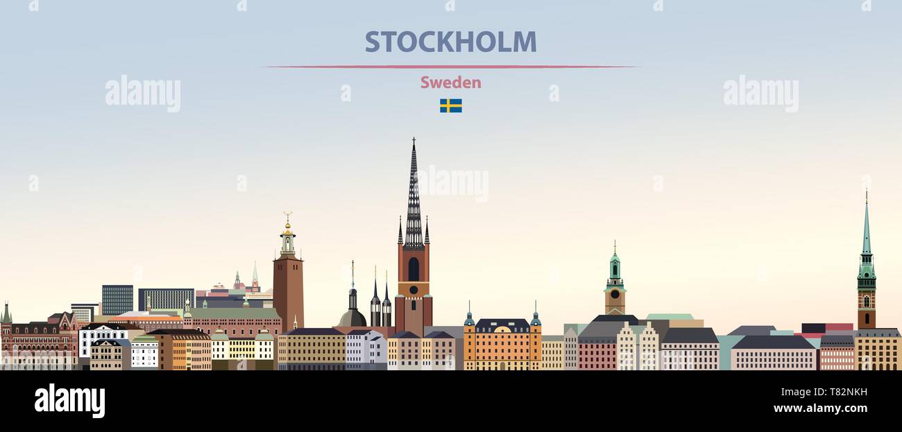 Stockholm city skyline on beautiful daytime background vector ...
