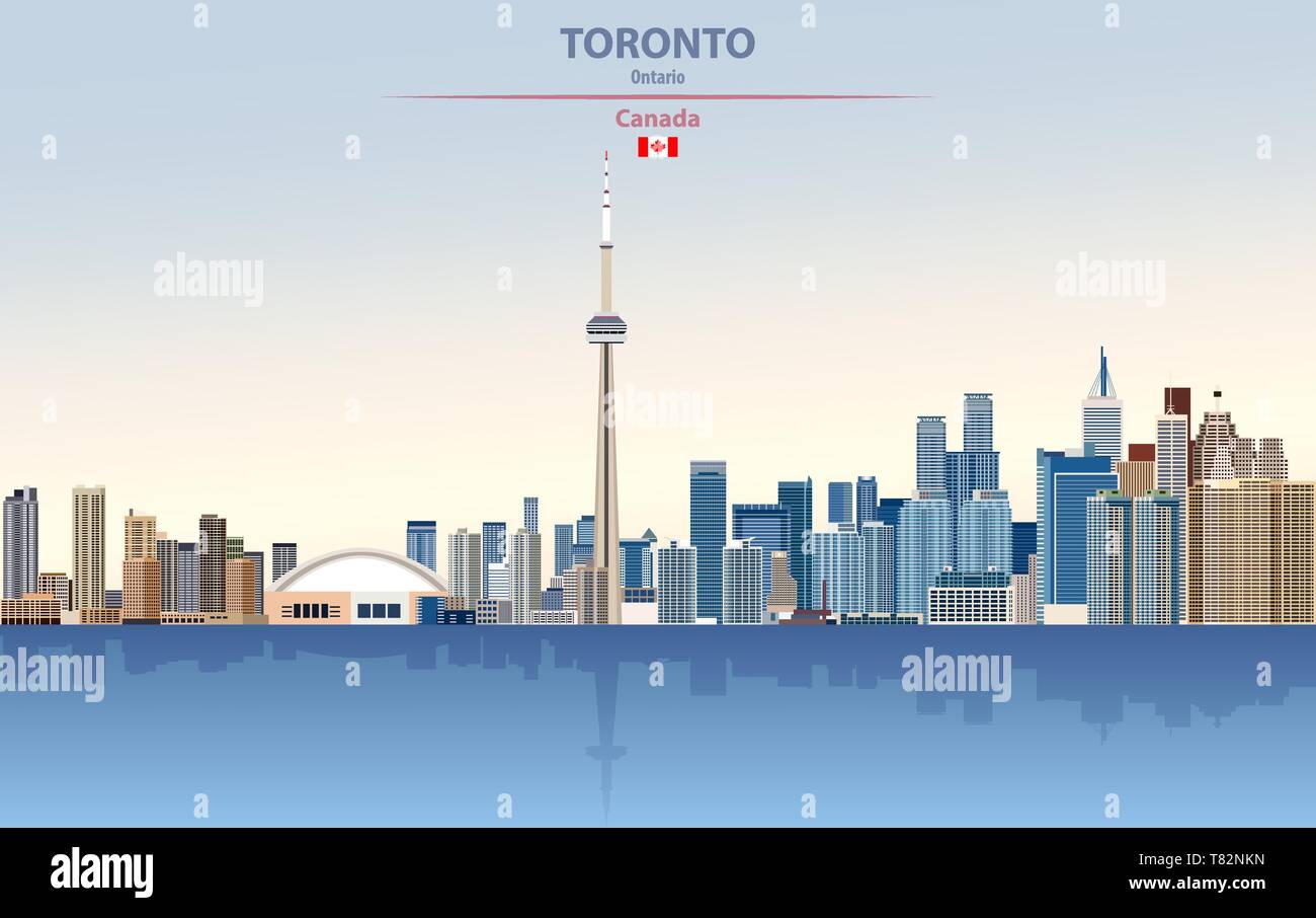 Toronto city skyline on beautiful daytime background vector illustration Stock Vector Image ...