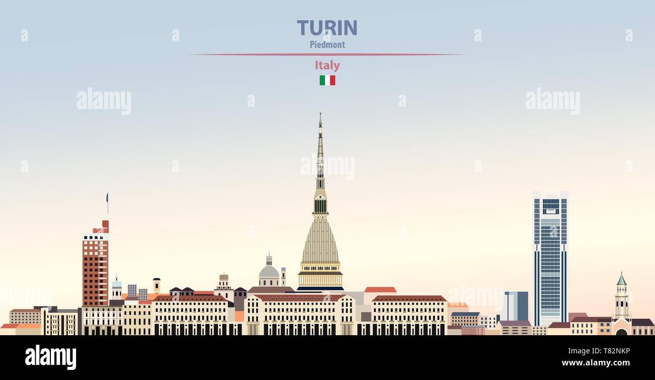 Turin city skyline on beautiful daytime background vector illustration ...