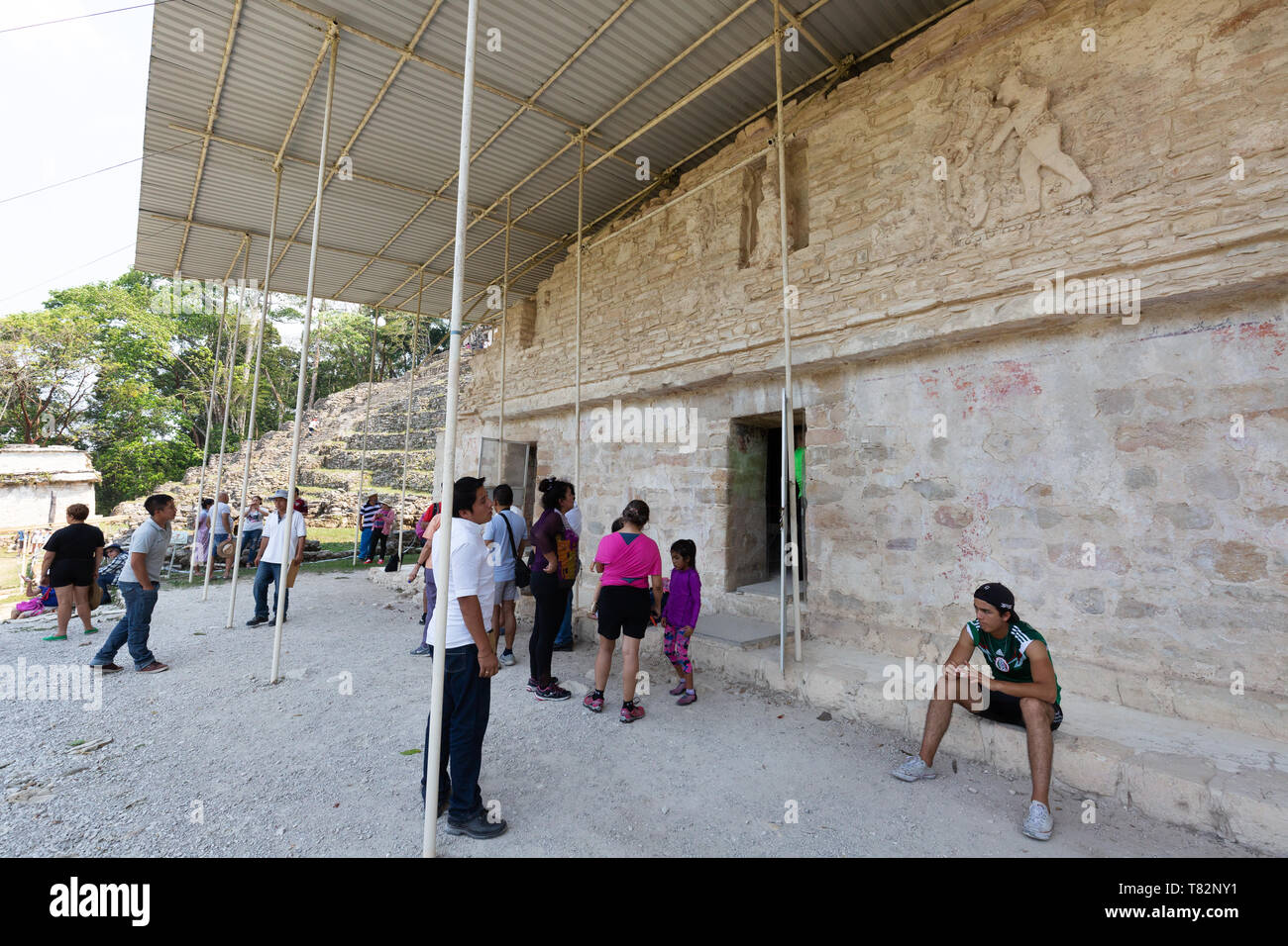 Temple of Murals Bonampak Mexico Latin America - visitors at the ...