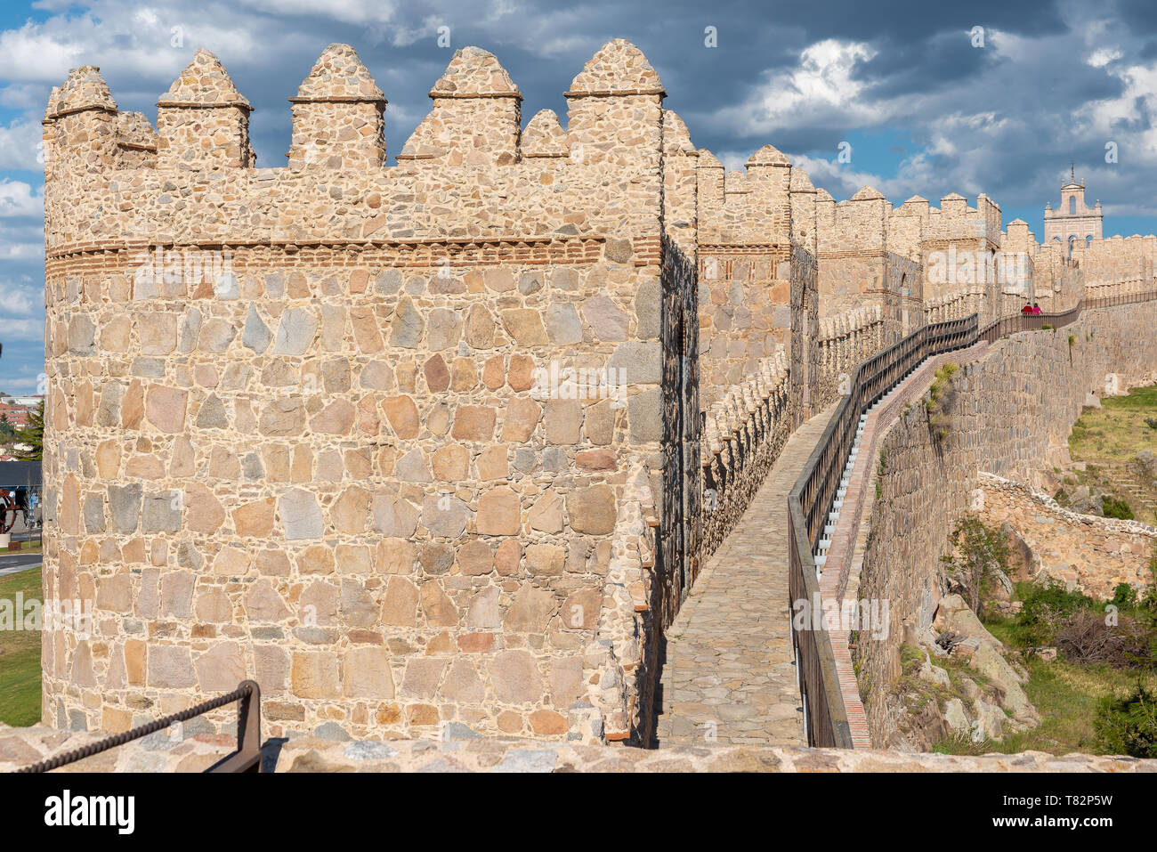 The old Medieval Wall of the ancient city of Avila, Spain Stock Photo ...