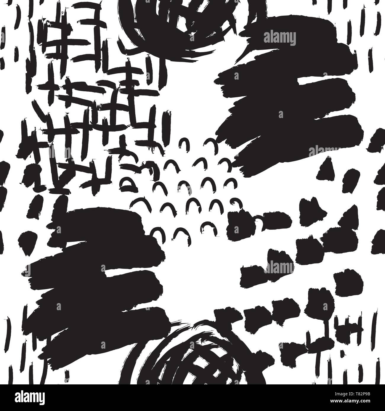 Vector seamless pattern. Abstract background with brush strokes. Ink ...