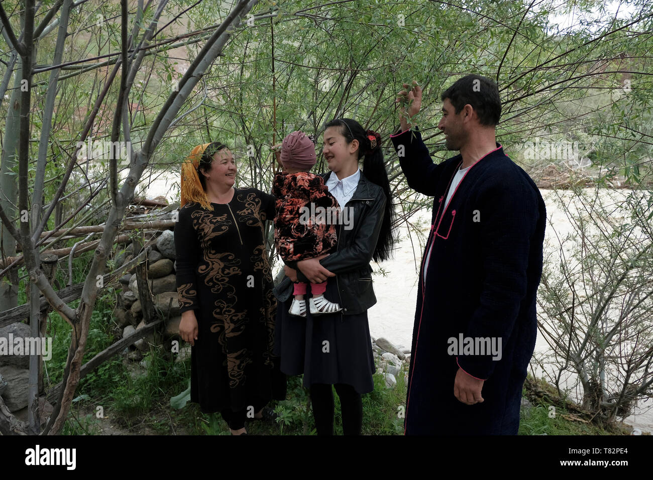 The Yusupov family at their orchard in the village of Nelu in the ...