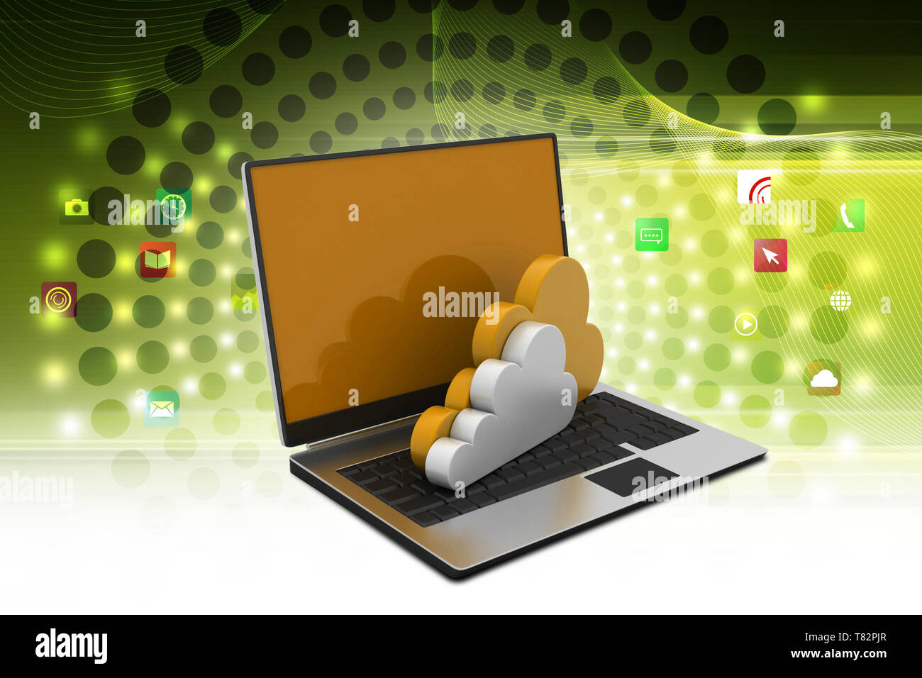Laptop with cloud Stock Photo - Alamy