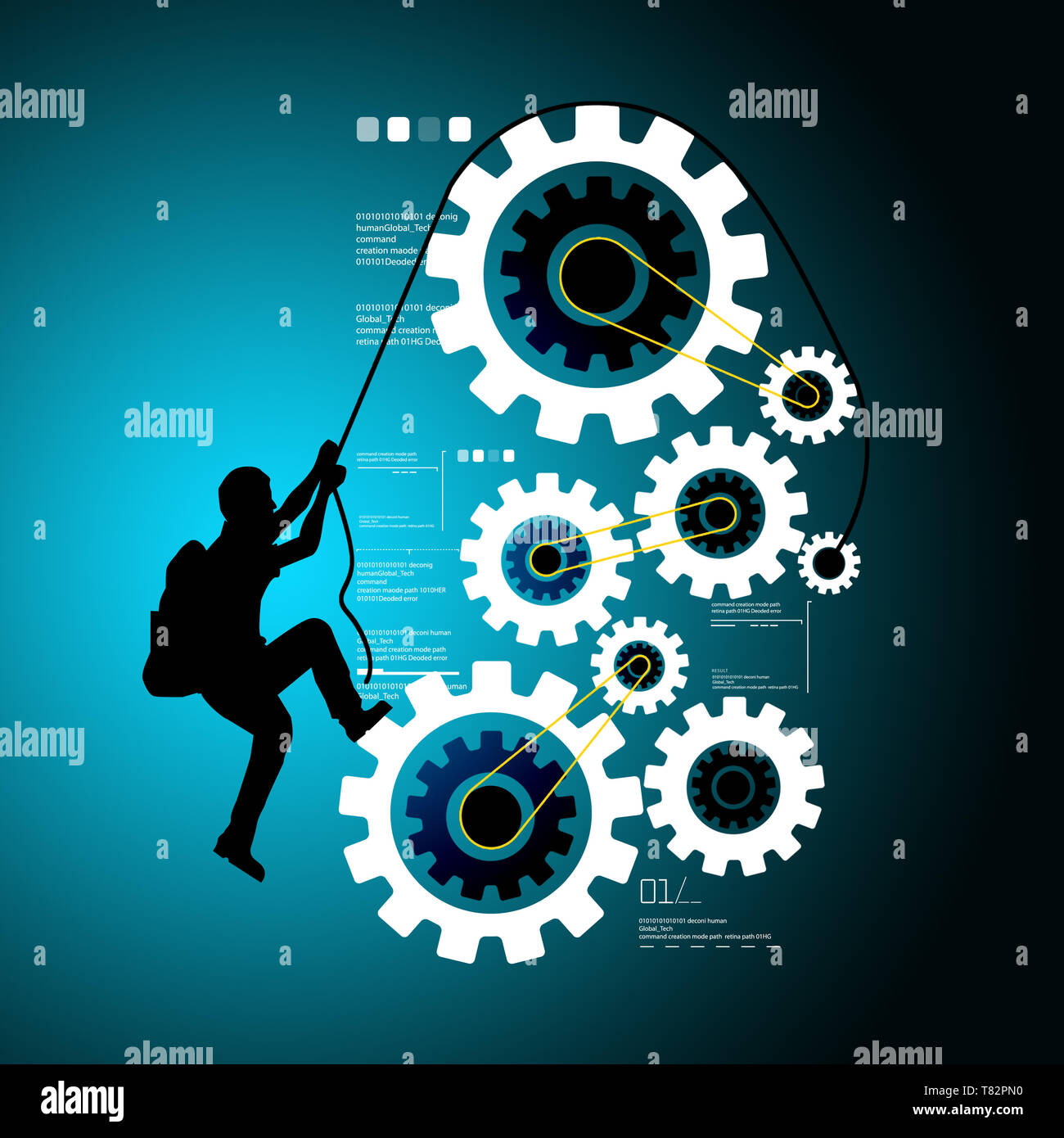 Man climbing on the gear Stock Photo - Alamy