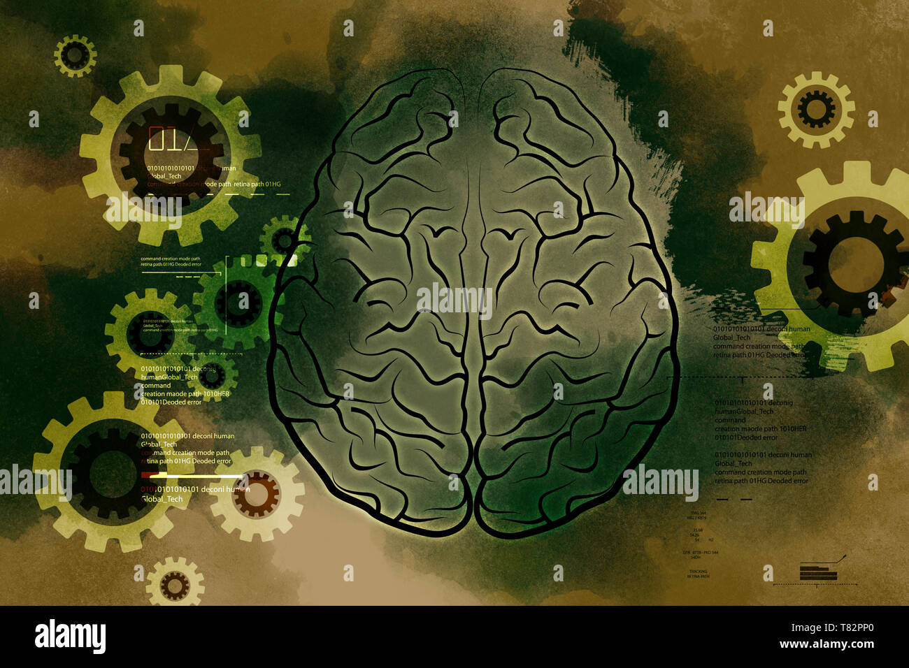 Human brain structure with gear Stock Photo - Alamy