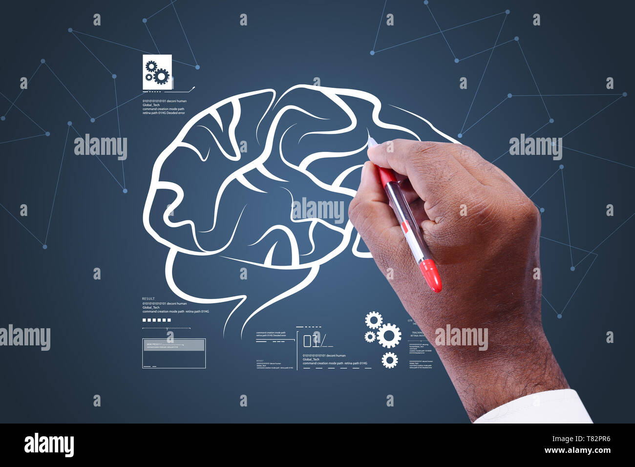 Man drawing human brain Stock Photo - Alamy