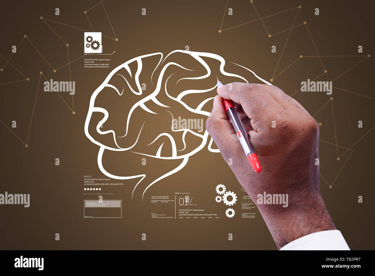 Man drawing human brain Stock Photo - Alamy
