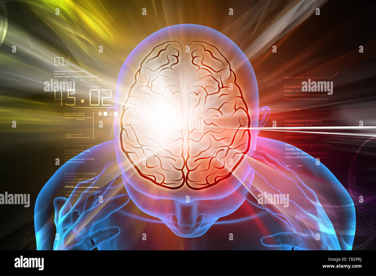 male head with brain Stock Photo - Alamy