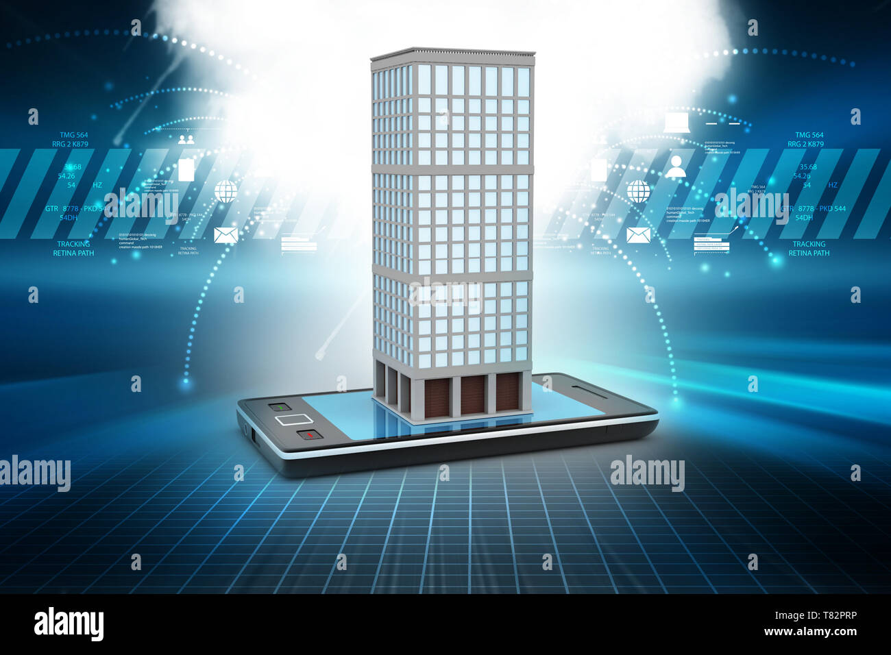 Building with smart phone Stock Photo - Alamy