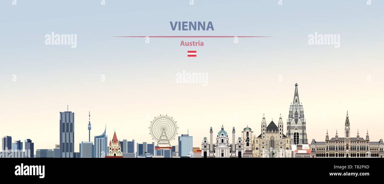 Vienna city skyline on beautiful daytime background vector illustration ...