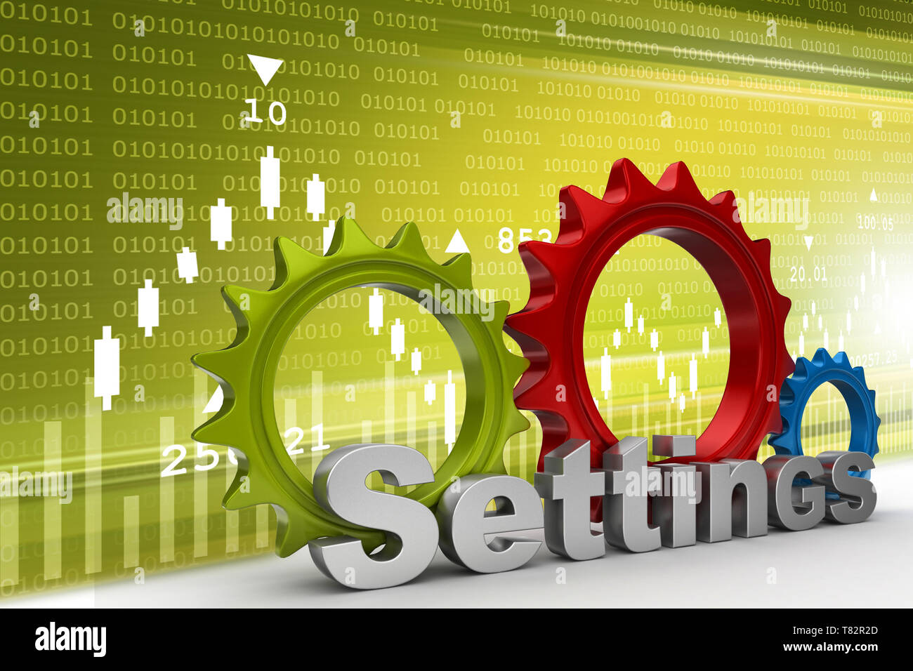 Gear with word settings Stock Photo - Alamy