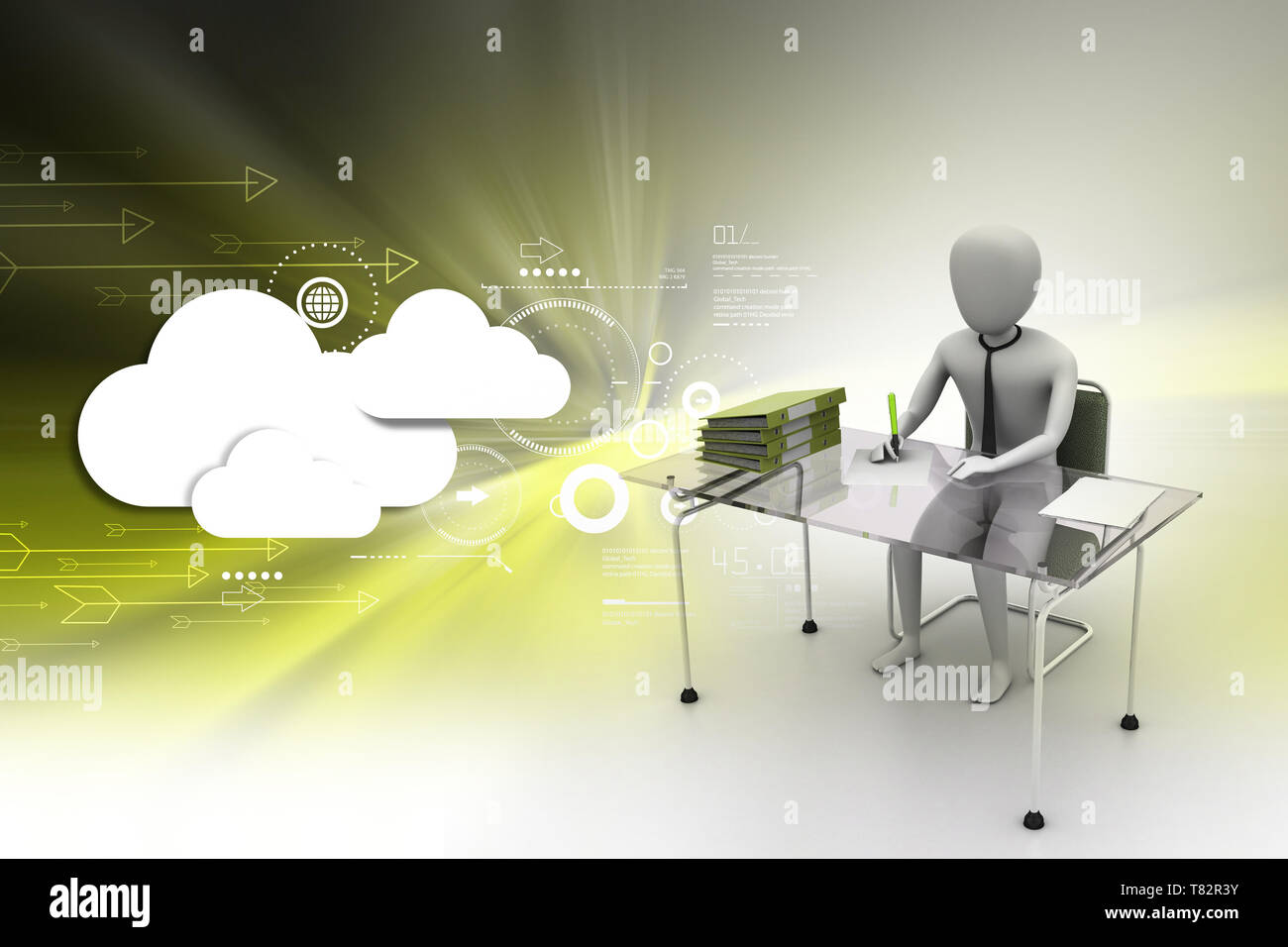 3d man in office work Stock Photo - Alamy