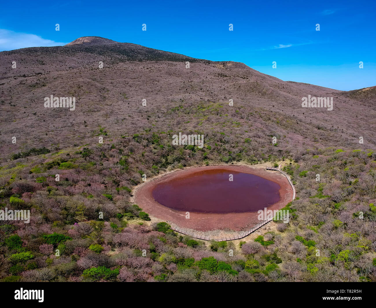 Crater lake on top of Sara Oreum volcanic cone, one of parasitic cones ...