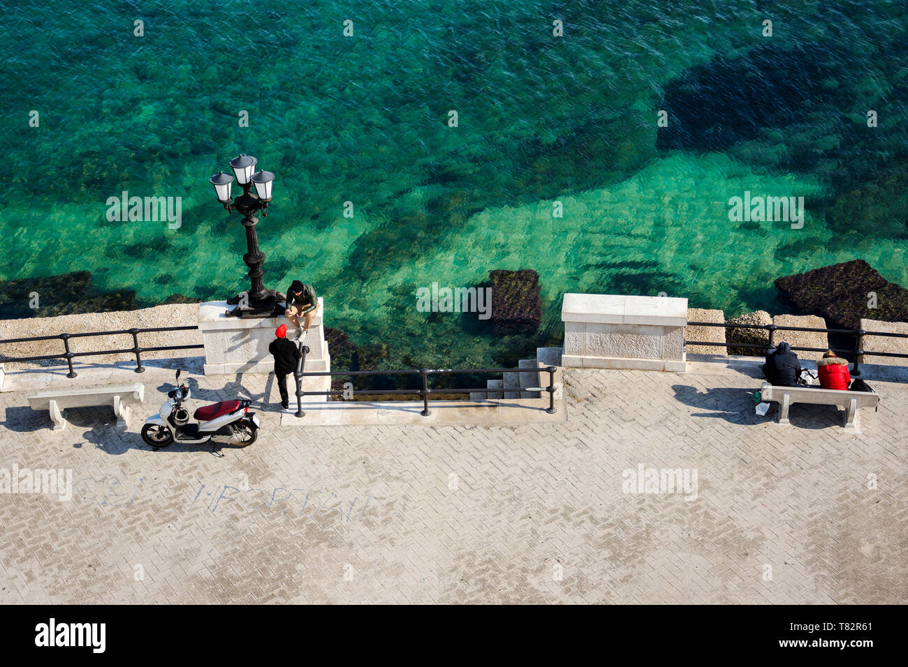 Promenade lungomare Bari, on the shore of Adriatic sea, taken from ...