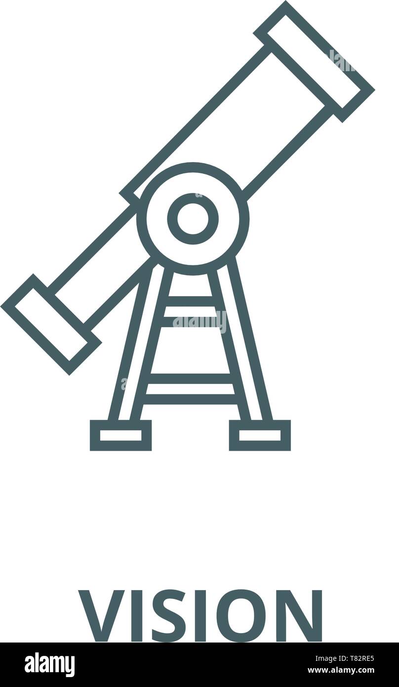 Vision,telescope vector line icon, linear concept, outline sign, symbol ...