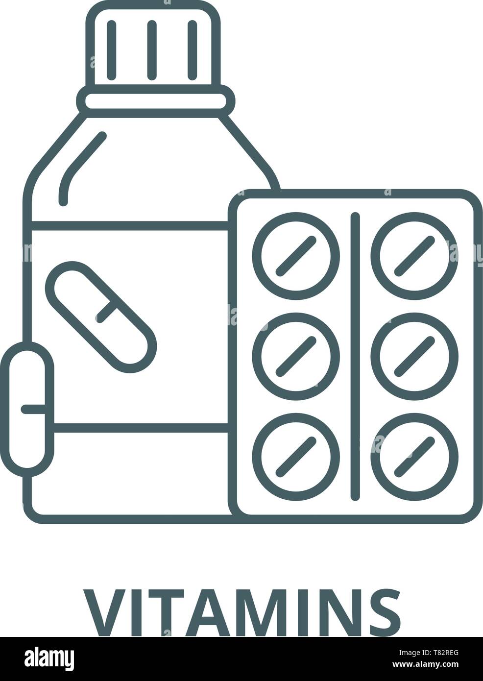Vitamins vector line icon, linear concept, outline sign, symbol Stock ...