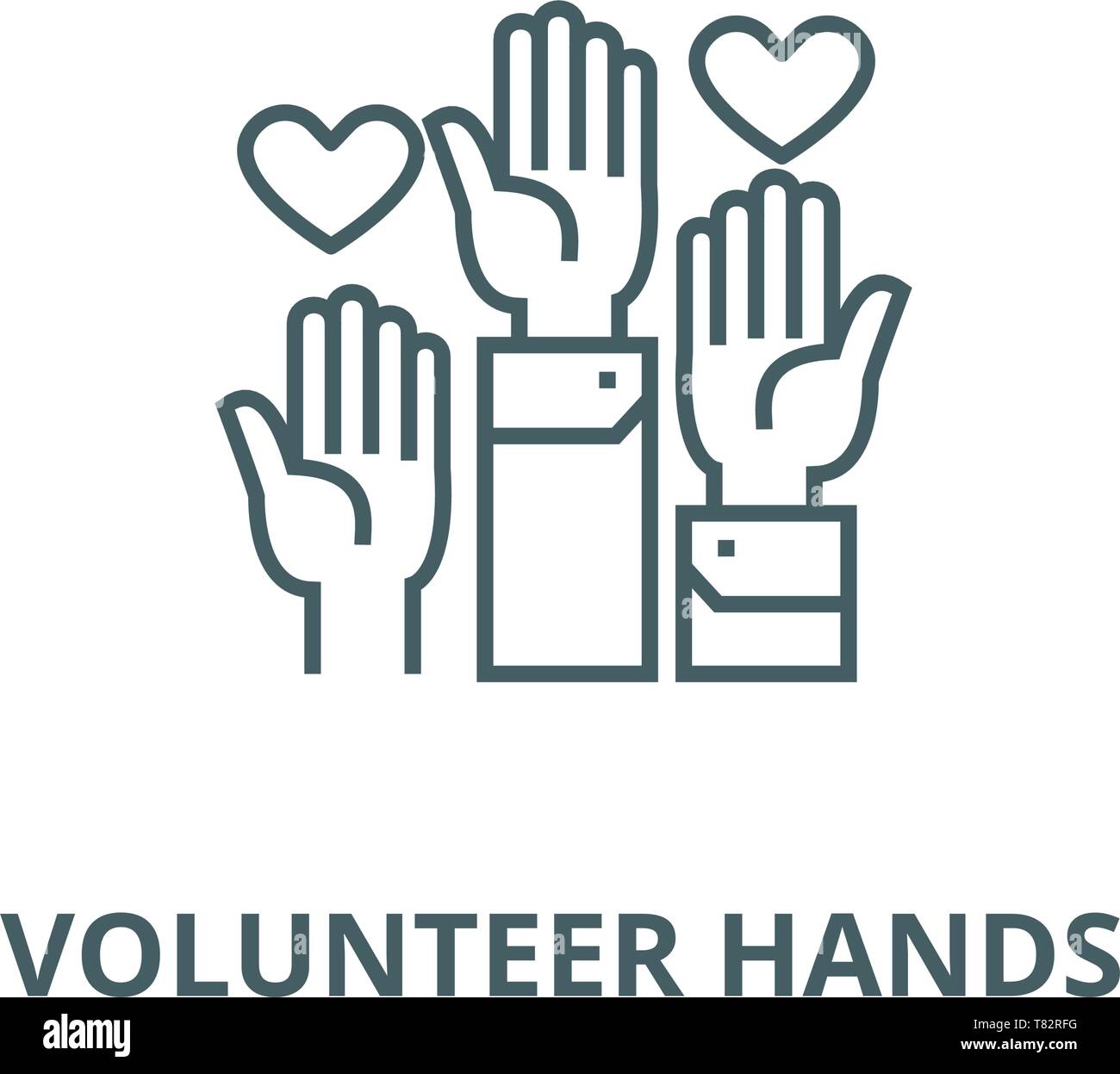 Volunteer hands vector line icon, linear concept, outline sign, symbol ...