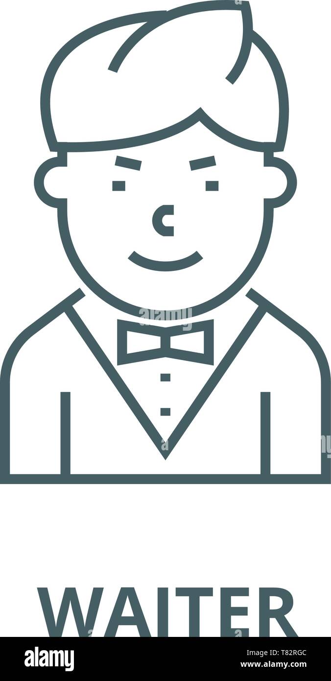 Waiter vector line icon, linear concept, outline sign, symbol Stock ...