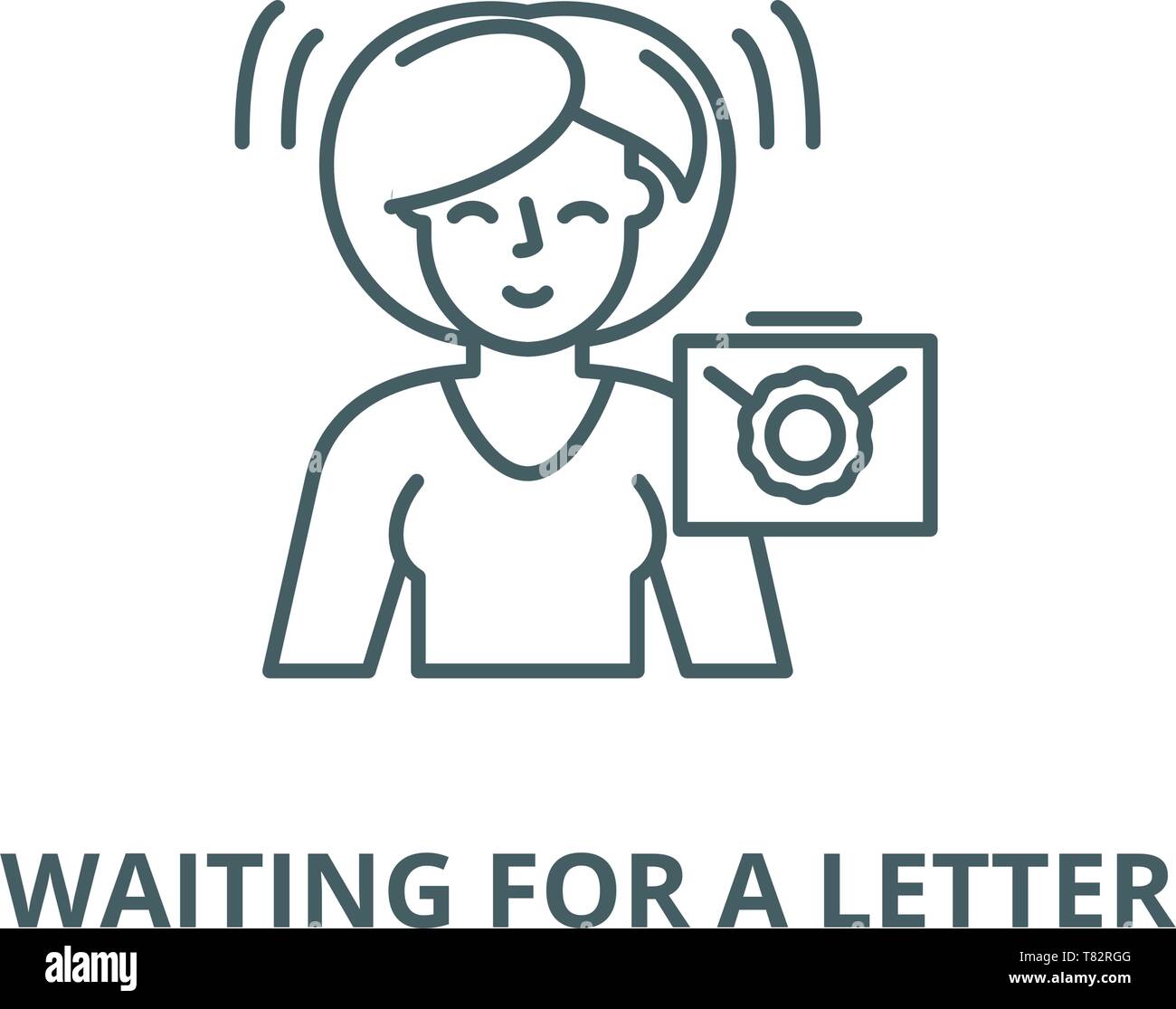 Waiting for a letter vector line icon, linear concept, outline sign ...