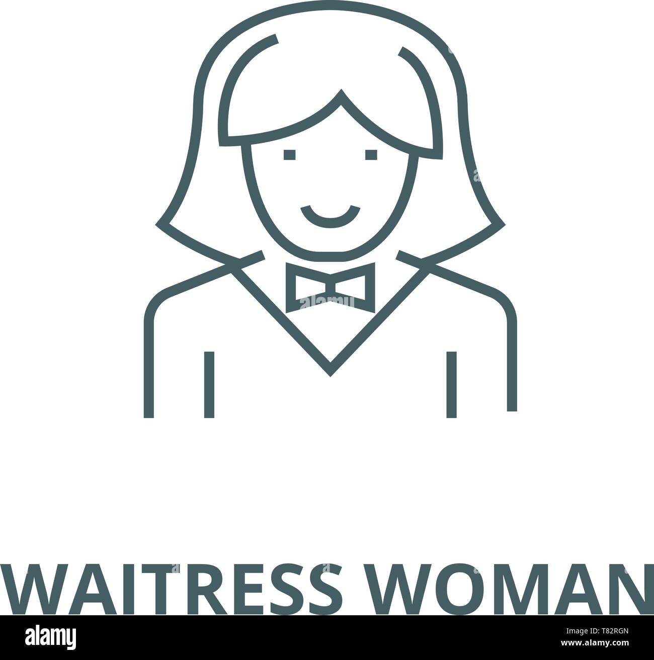 Waitress woman vector line icon, linear concept, outline sign, symbol ...