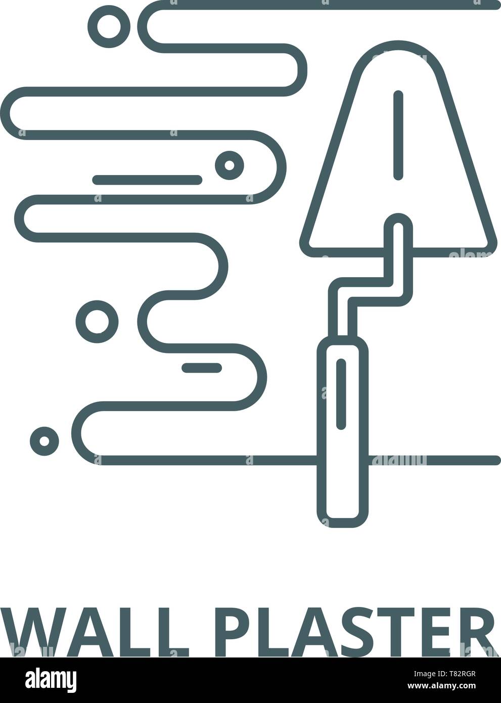 Wall plaster vector line icon, linear concept, outline sign, symbol ...