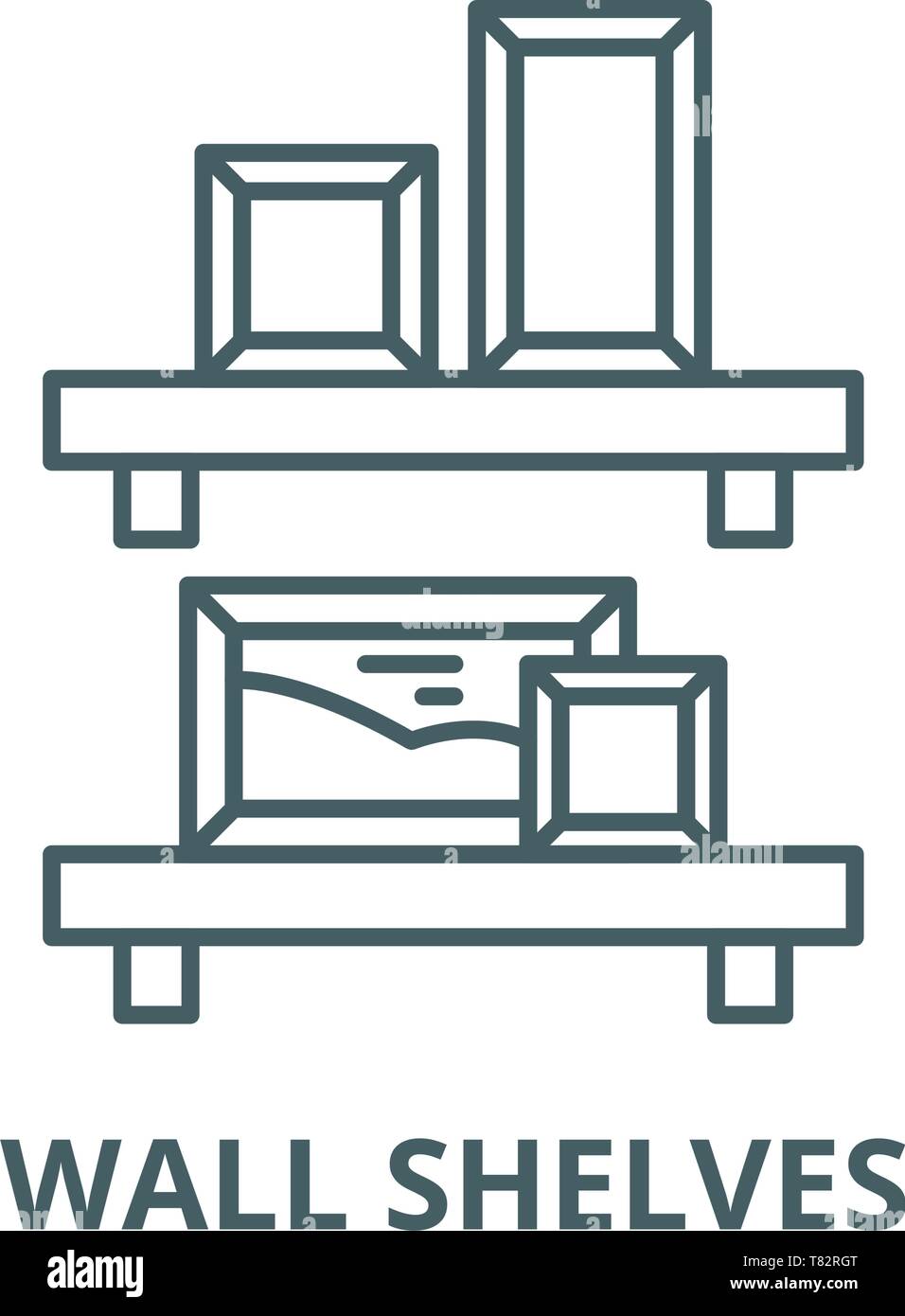 Wall shelves vector line icon, linear concept, outline sign, symbol ...