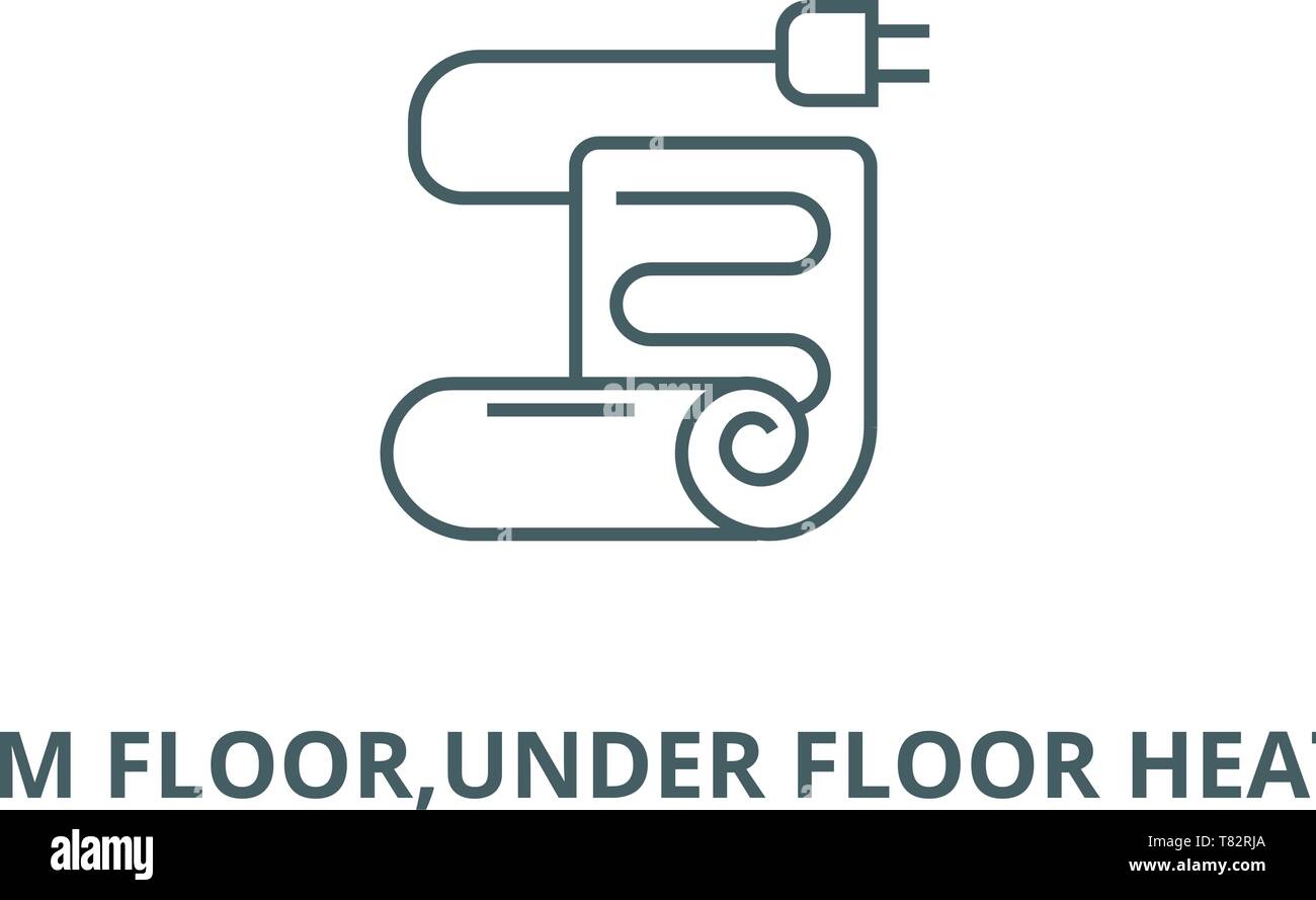 Warm floor,under floor heating vector line icon, linear concept ...