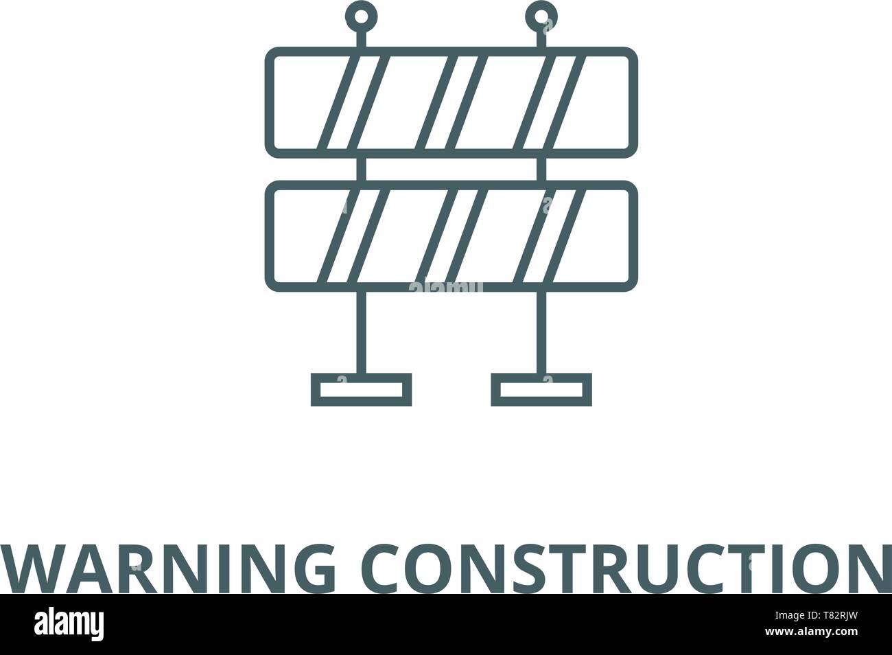 Warning construction sign vector line icon, linear concept, outline ...