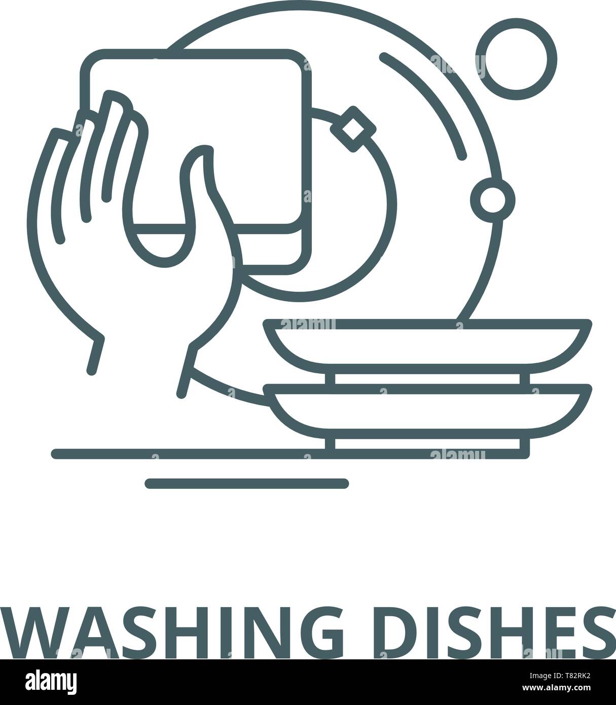 Washing dishes vector line icon, linear concept, outline sign, symbol ...