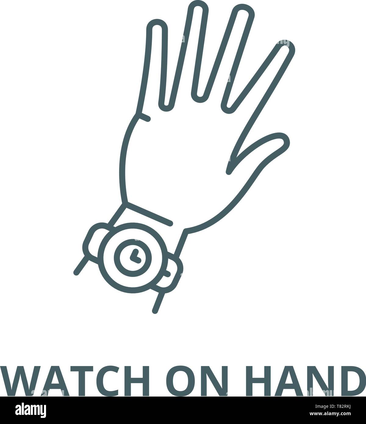 Watch on hand vector line icon, linear concept, outline sign, symbol ...