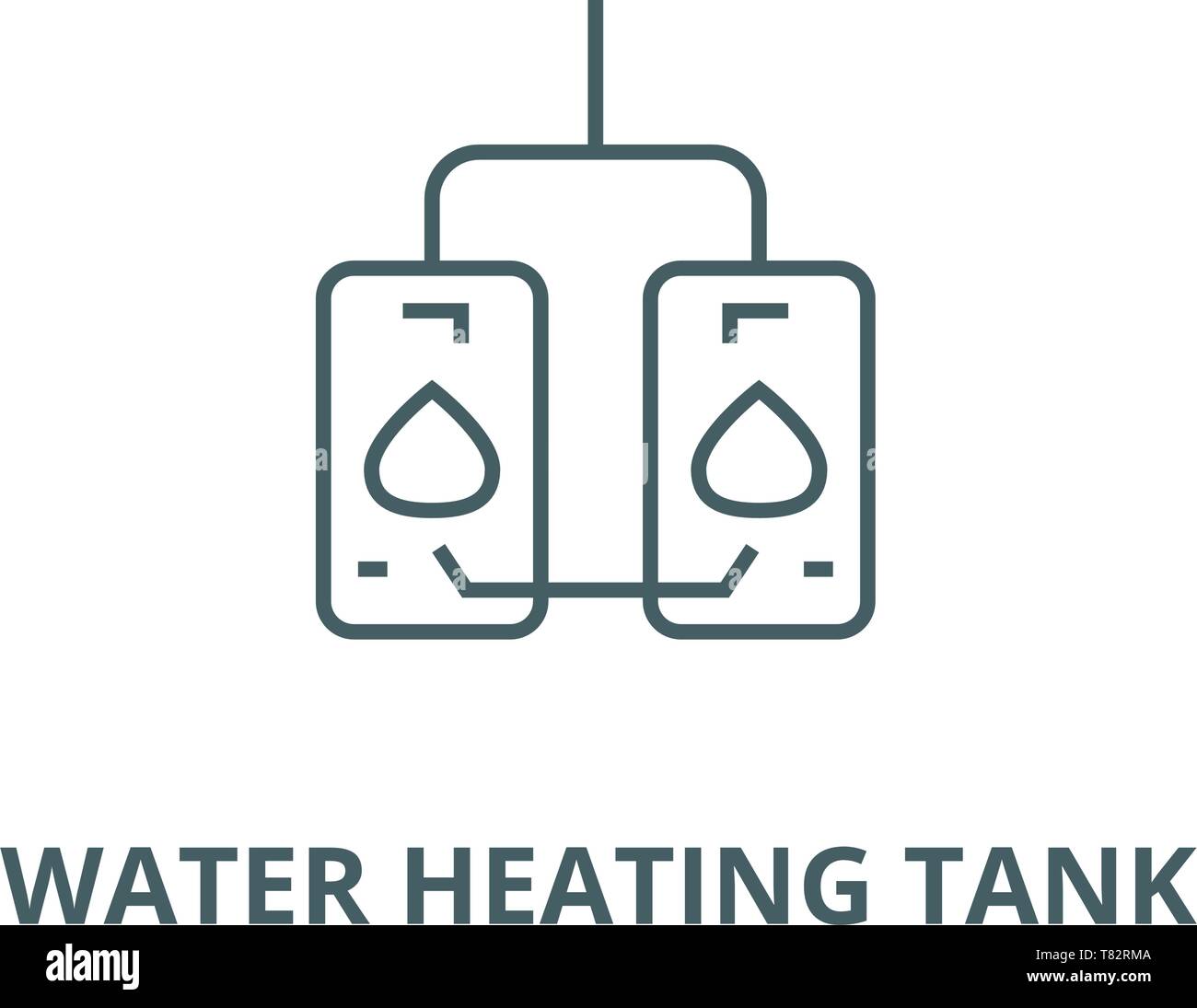 Water heating tank vector line icon, linear concept, outline sign ...