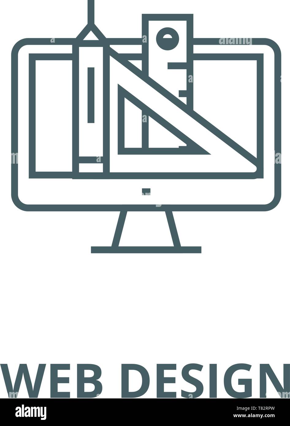 Web design, pen, ruler, tools vector line icon, linear concept, outline ...