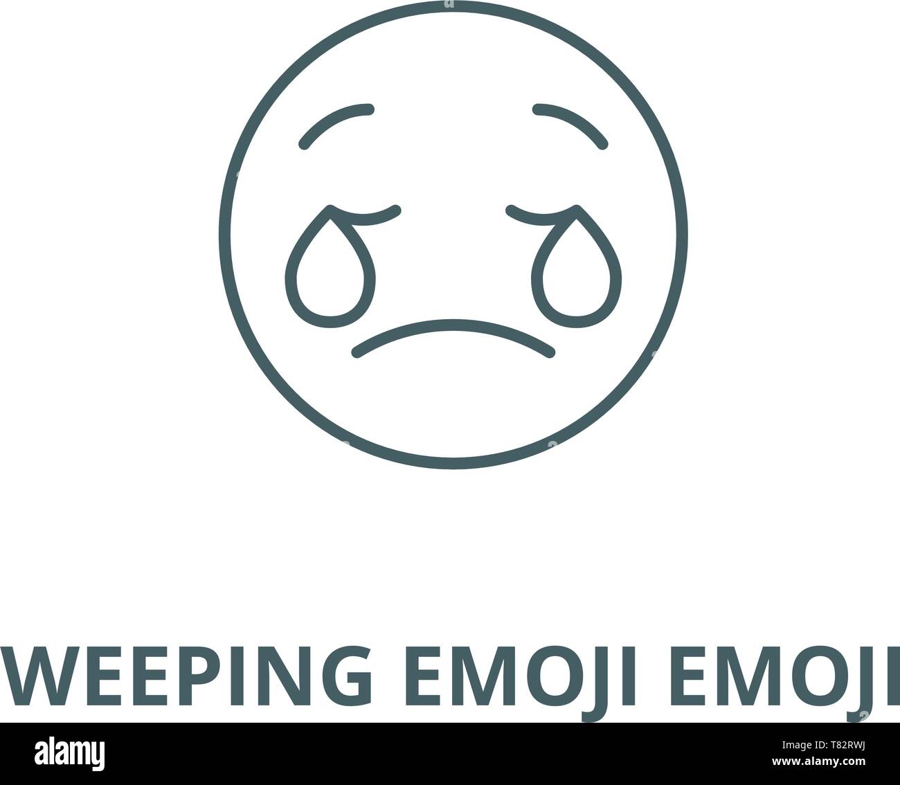 Weeping emoji emoji vector line icon, linear concept, outline sign ...